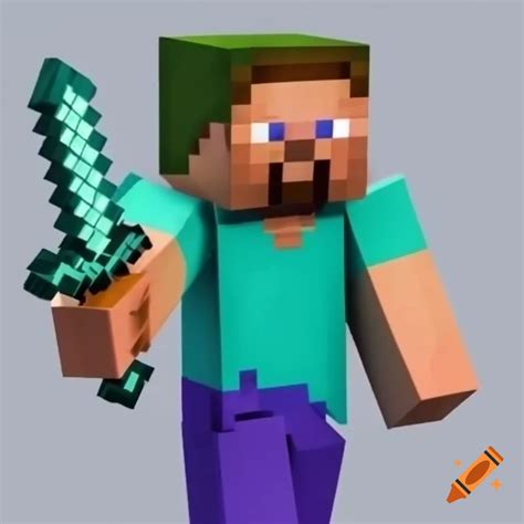 Minecraft Steve With Diamond Sword And Armor Minecraft Steve Met