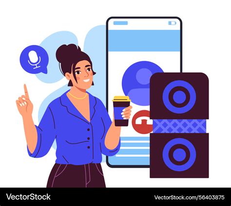 Woman Using Voice Assistant Technology Royalty Free Vector