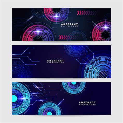 추상적인 기술 개념 회로 보드 높은 컴퓨터 색 배경 벡터 일러스트 레이 션 프리미엄 벡터