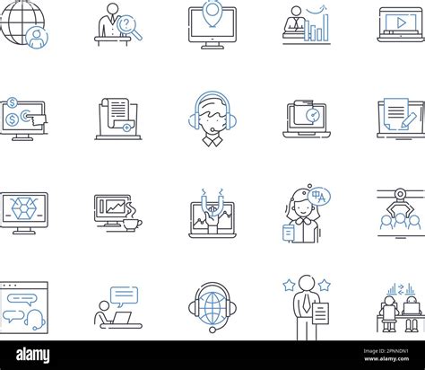 Productive Company Line Icons Collection Efficiency Productivity Organization Focus