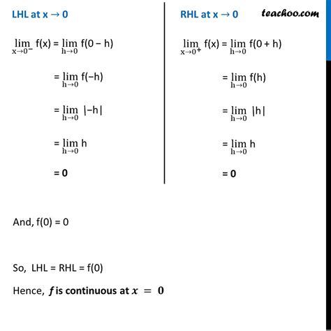 Example Discuss Continuity Of F X X At X Class