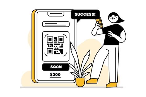 Premium Vector Woman Uses Smartphone To Scan QR Transactions