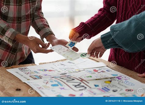 Close Up Ux Developer And Ui Designer Brainstorming Interface Wireframe Designcreative Digital