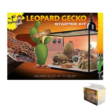 My 1st Reptile Leopard Gecko Starter Kit 10 Gallon Terrarium Thermometer Hygrometer