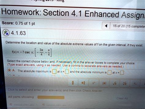 Solved Homework Section 4 1 Enhanced Assignt Score 0 75 Of 1 Pt 15