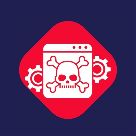 Premium Vector Computer Virus Malware Attack Icon With Skull And Bones