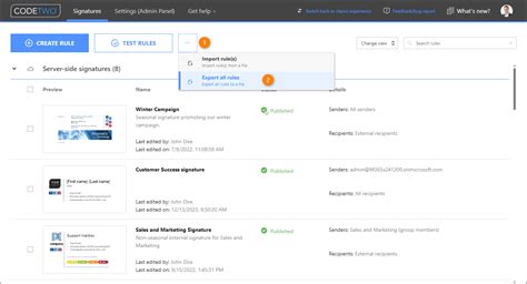 Email Signatures Importexport Rules Codetwo Email Signatures 365 Users Manual