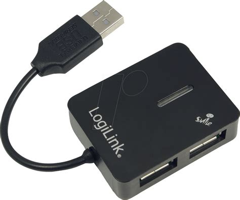 Logilink Ua0139 Usb 2 0 Hub 4 Port Smile Black At Reichelt Elektronik