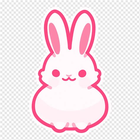 Tavşan Kawaii Çizgi Film Sevimli Pembe Çok Güzel Kabarık Anime Chibi Png Pngwing