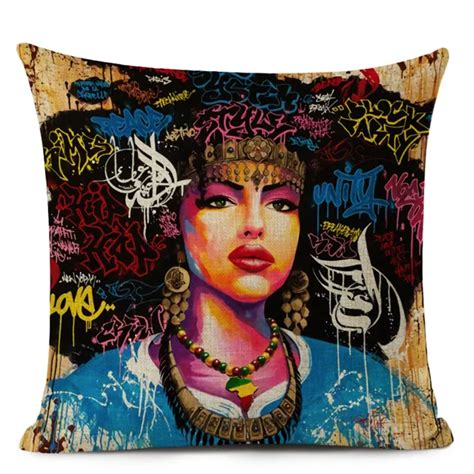 Декоративная наволочка для подушки в африканском стиле с рисунком граффити льняная наволочка
