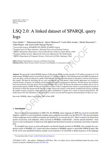 Pdf Lsq 20 A Linked Dataset Of Sparql Query Logs