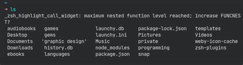 zsh highlight call widget maximum nested function level reached
