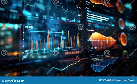 Dynamic Financial Visualization Monitor Screen Perspective Showcasing Digital Analytics Data