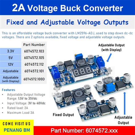 Adjustable 3 3V 5V 12V DC LM2596 Buck Power Supply Module Voltage Converter Shopee Malaysia