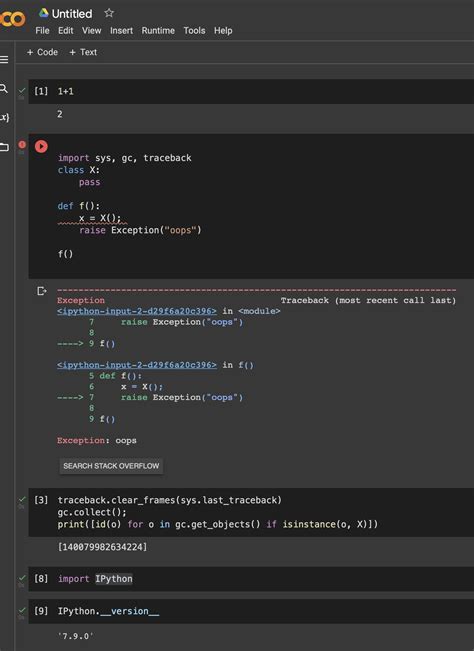 Ipython Stores References To Traceback Object Creating Memory Leaks On Unhandled Exception
