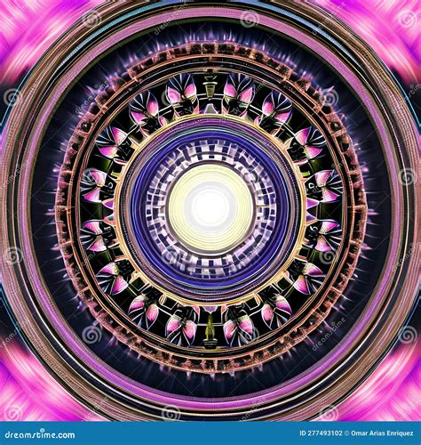 A Circular Design With Intricate Interlocking Shapes In Shades Of Pink And Purple5 Generative
