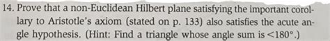 Solved 4 Prove That A Non Euclidean Hilbert Plane