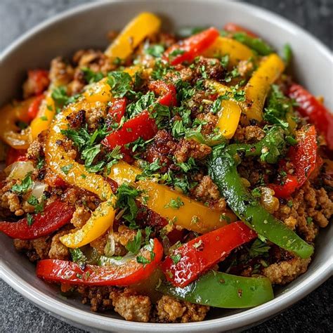 Easy Ground Turkey And Peppers One Pan Dinner