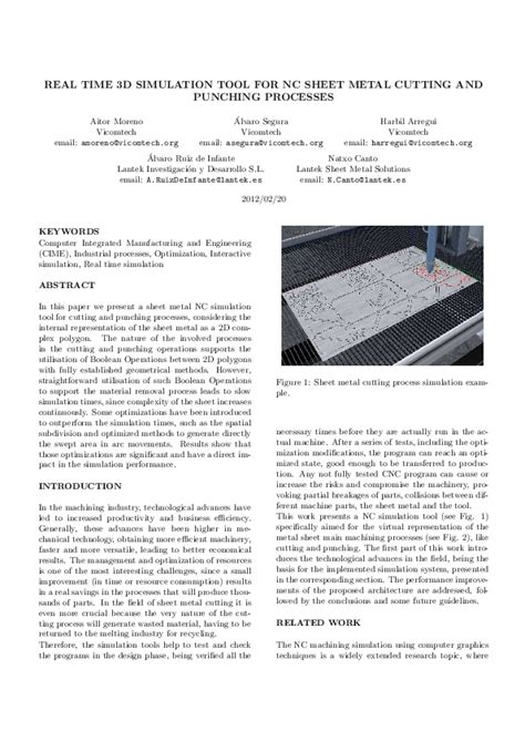Pdf Real Time 3d Simulation Tool For Nc Sheet Metal Cutting And Punching Processeses