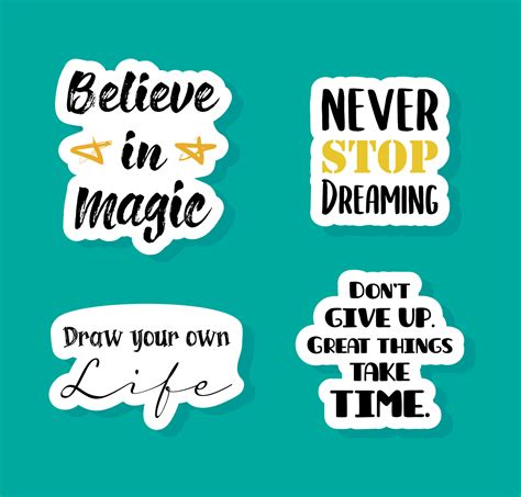 Motivational Lettering Phrase Sticker Set Cute Vector Notebook Label
