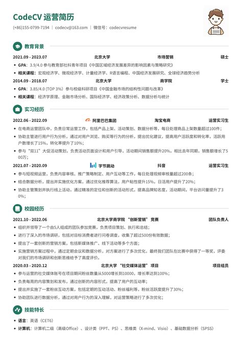高级运营简历模板【免费下载】 Codecv简历