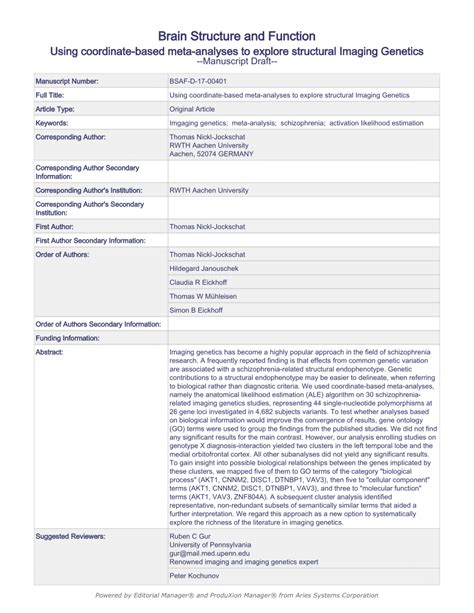 Pdf Using Coordinate Based Meta Analyses To Explore Structural Imaging Genetics