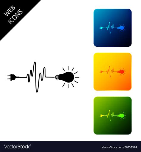 Wire Plug And Light Bulb Icon Isolated Lamp Vector Image