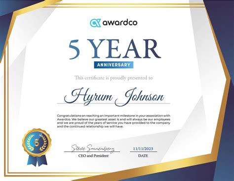 Service Award Certificate Templates