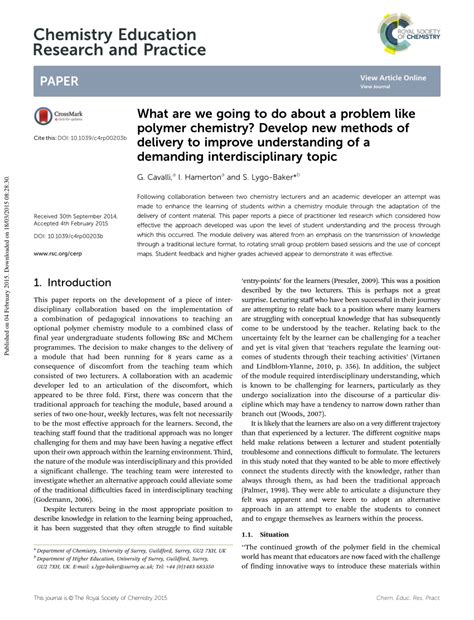 PDF What Are We Going To Do About A Problem Like Polymer Chemistry