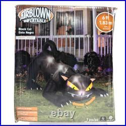 Gemmy 6 Ft Airblown Animated Black Cat Lights Up 23623 Halloween