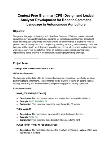Cfg Design And Lexical Analyzer Development For Robotic Command Cfg Design And Lexical Analyzer Development For Robotic Command