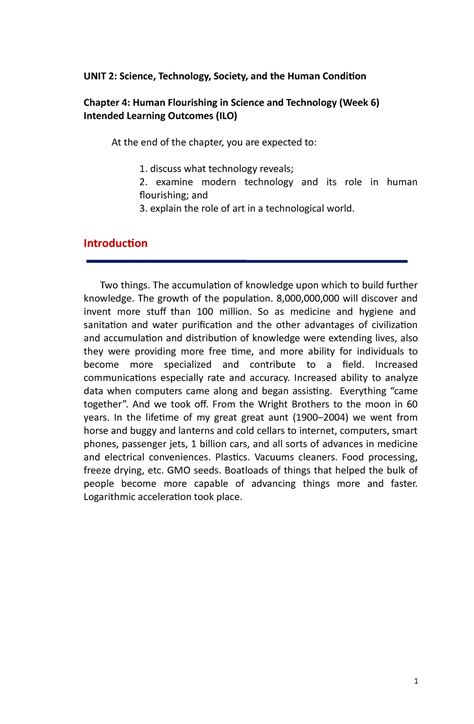STS Module Powered By ARS Midterm UNIT 2 Science Technology Society And The Human
