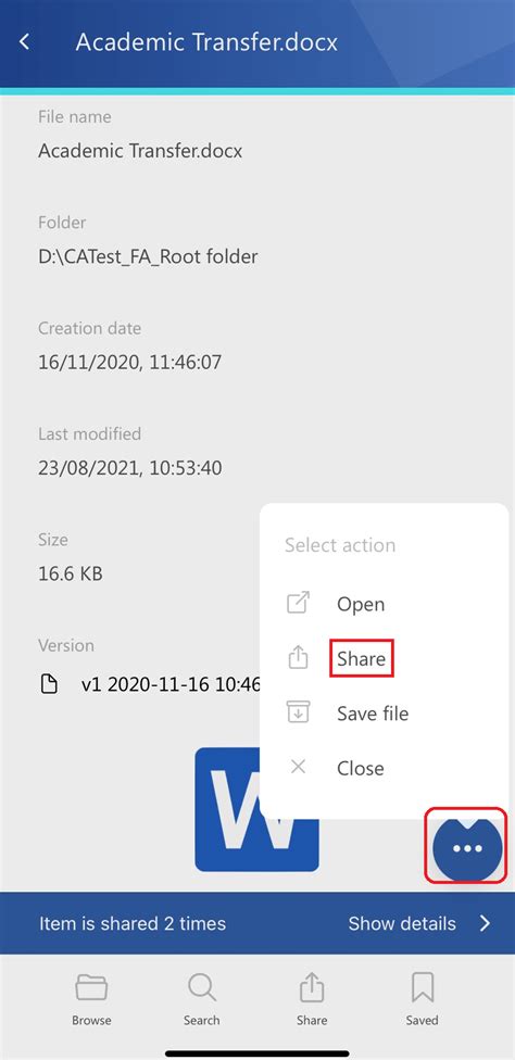 Contentaccess Mobile Share From The Context Menu Tech Arrow