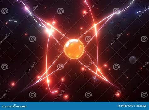A Glowing Sphere With Three Balls Surrounding It Illustrating Atomic