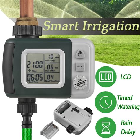 디지털 자동 급수 타이머 프로그래밍 정원 관개 타이머 호스 수도꼭지 스프링클러 비 지연 지능형 Aliexpress