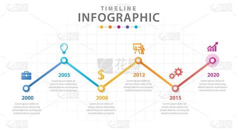信息图模板5步现代思维导图与线。素材 花瓣网