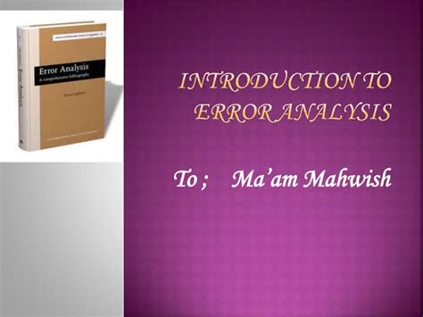 Introduction To Error Analysis Pptx