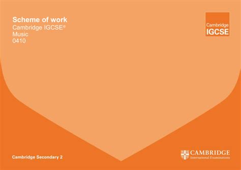 Scheme Of Work Cambridge Igcse Music