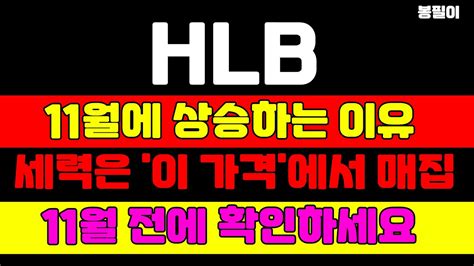 Hlb 분석 이 패턴 하나만 알면 대응이 쉽습니다 11월에 주가는 이렇게 움직입니다 이 가격만 확인하세요 Hlb Hlb