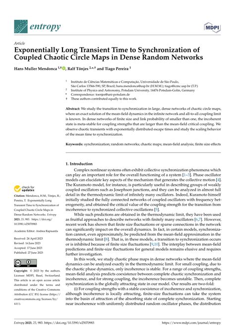 Pdf Exponentially Long Transient Time To Synchronization Of Coupled Chaotic Circle Maps In