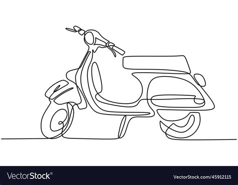 Classic Scooter Continuous One Line Art Classical Vector Image
