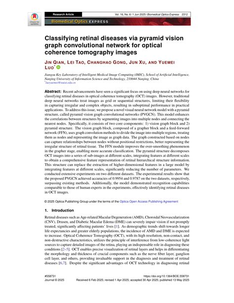Pdf Classifying Retinal Diseases Via Pyramid Vision Graph Convolutional Network For Optical