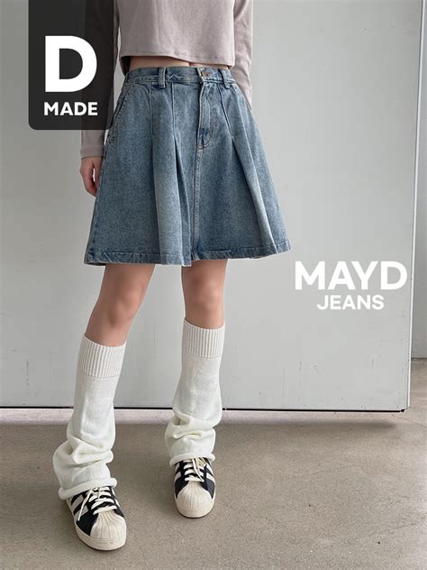 당당걸 천장돌파 MADE 빅사이즈 S XL 프롱 플리츠 테니스 데님 밴딩 미니 스커트 청치마