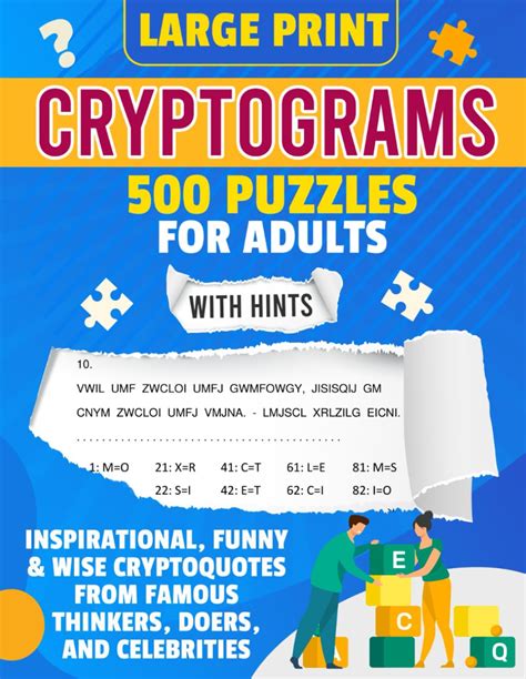 Large Print Cryptograms 500 Puzzles For Adults Includes Hints And