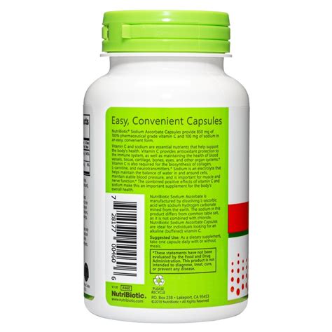 Nutribiotic Sodium Ascorbate 850 Mg Capsules 100 Caps