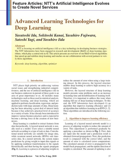 Advanced Learning Technologies For Deep Learning Pdf Artificial Neural Network Deep Learning