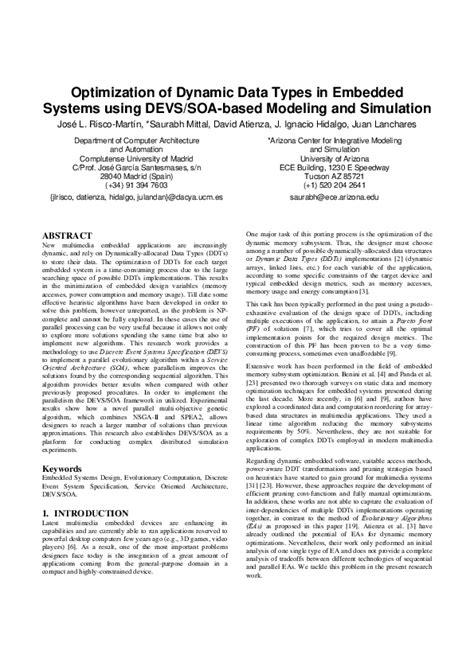 Pdf Optimization Of Dynamic Data Types In Embedded Systems Using Devssoa Based Modeling And