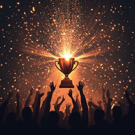 Silhouette Illustration Lifting A Trophy Premium Ai Generated Image