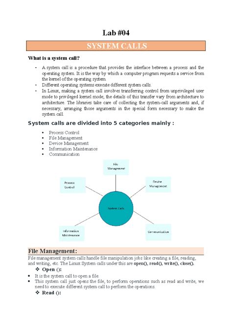Lab 4 Os Os Lab 4 On System Calls Lab System Calls What Is A System Call A System Call Is