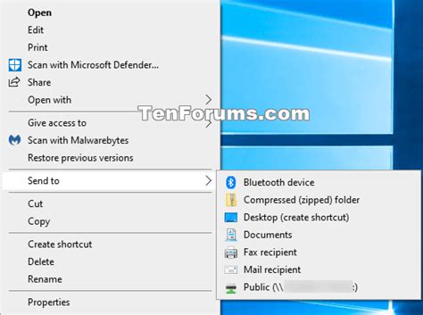 Add Or Remove Items In Send To Context Menu In Windows Tutorials